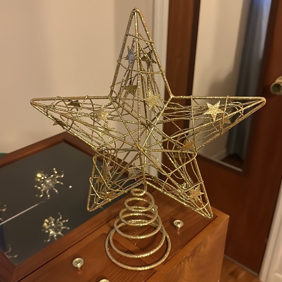 Holiday | Gold Star Glitter Metal Christmas Tree Topper 12 Inches Tall ...